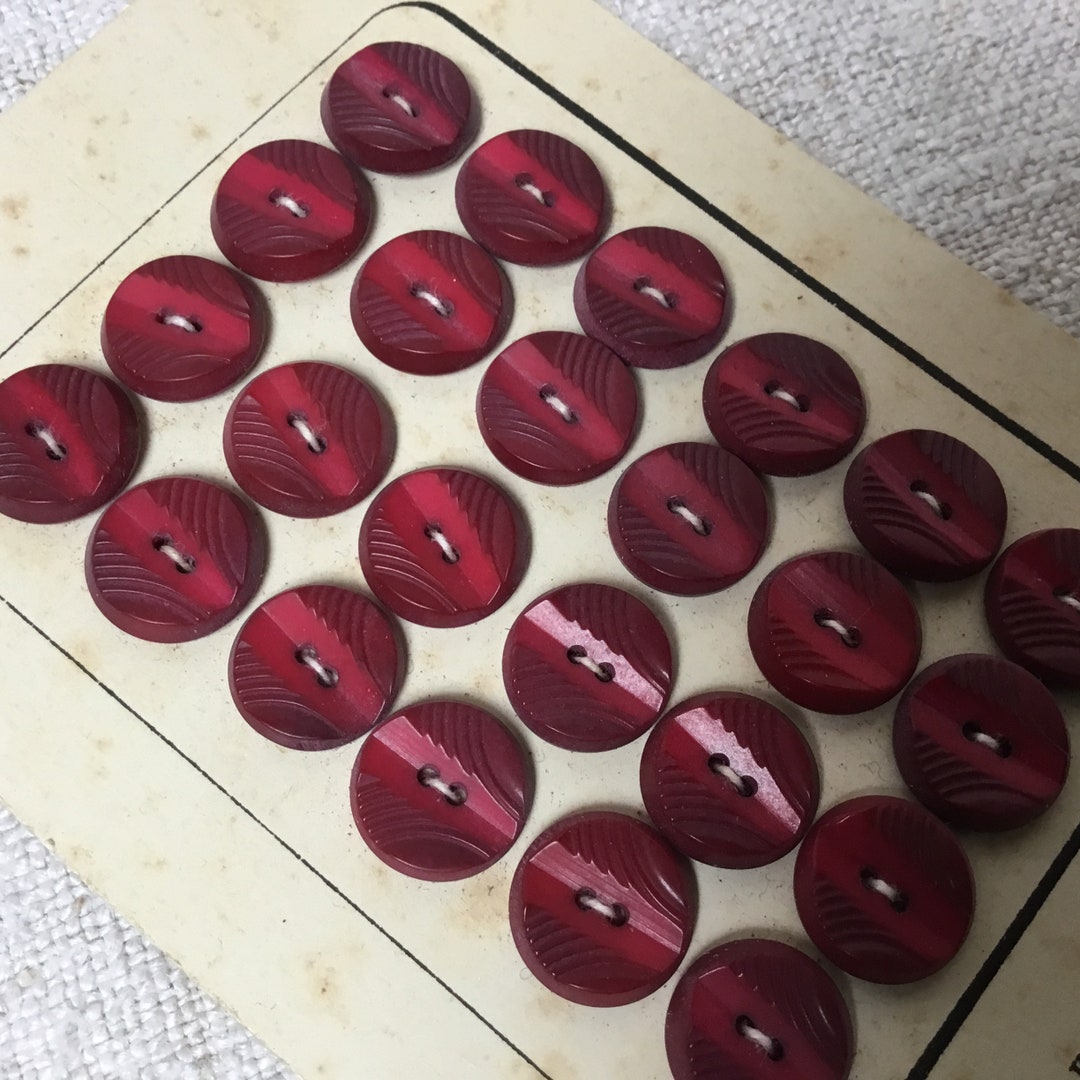 Antique Vintage French Red Buttons 1.2 Cm 7/16” Crafts Sewing Unused ...