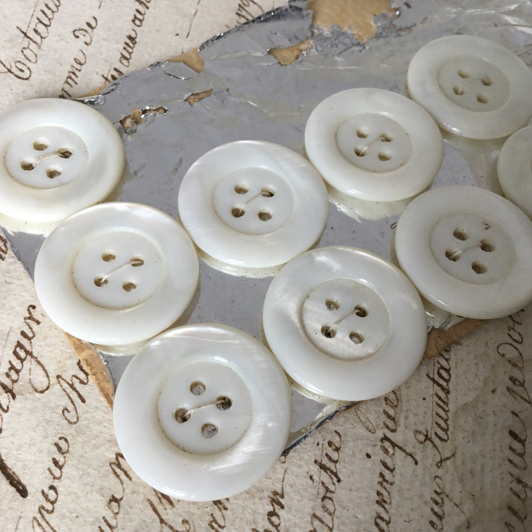 11 Large White Milk Glass Buttons Vintage French Mother of Pearl - Etsy