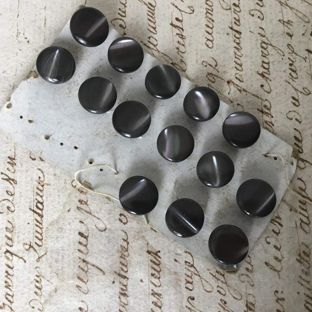 Card of 14 Small Marbled Glass Buttons Vintage French Haberdashery ...