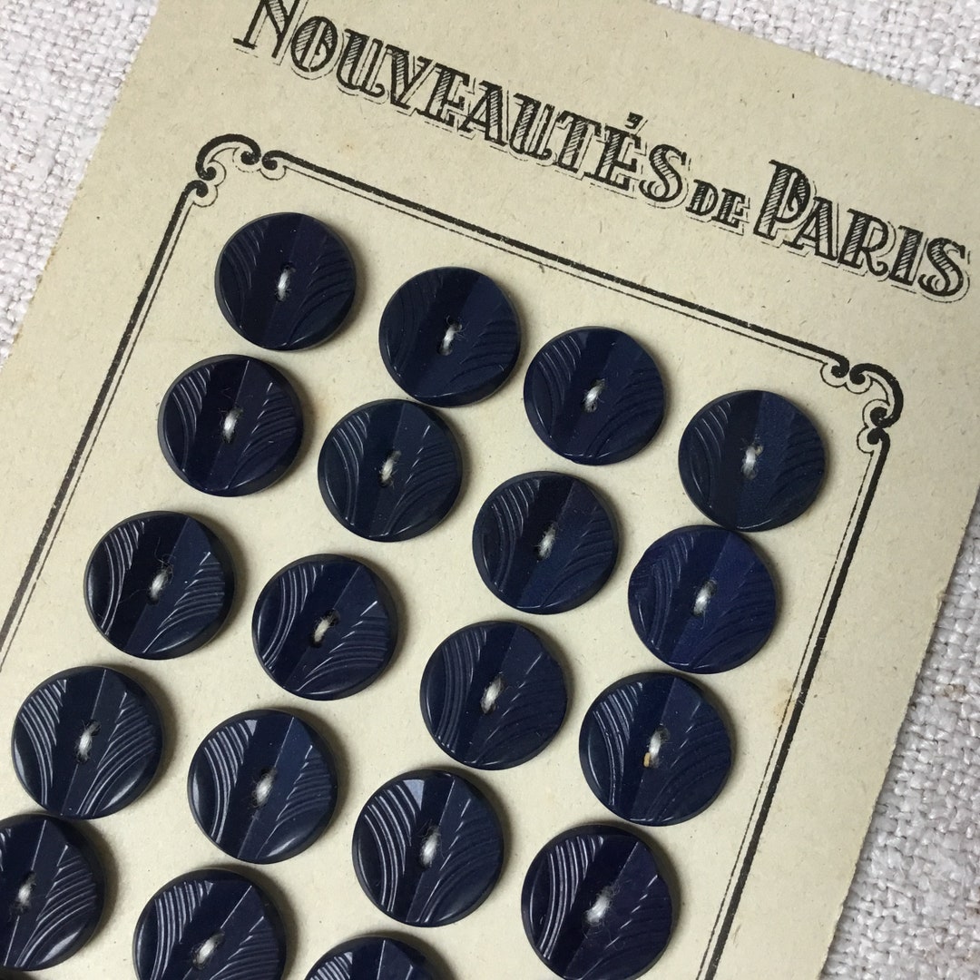 Antique Vintage French Dark Blue Buttons 1.2 Cm 7/16” Crafts Sewing ...
