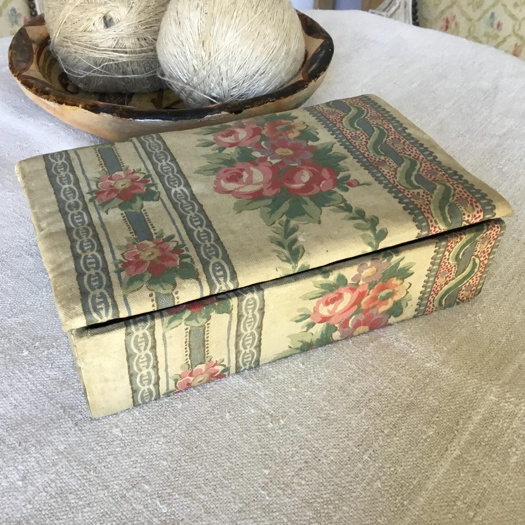 Vintage French Fabric Covered Box Rose Florals Shabby Chic Storage ...