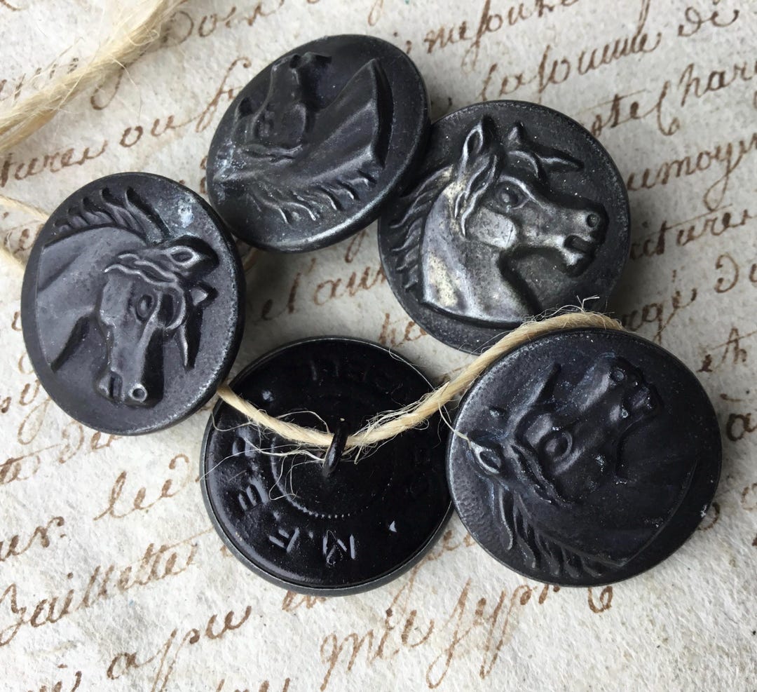 5 Antique French Horses Head Metal Buttons Circa 1900 Period Costume - Etsy