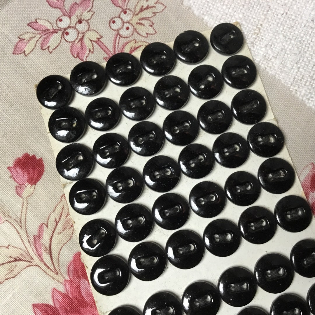 French Antique Black Glass Buttons 1 Cm 3/8” 12 Buttons New Old Stock ...