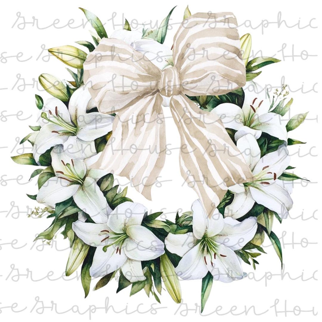 Easter Lily Wreath PNG White Lily Wreath Instant Digital Download ...