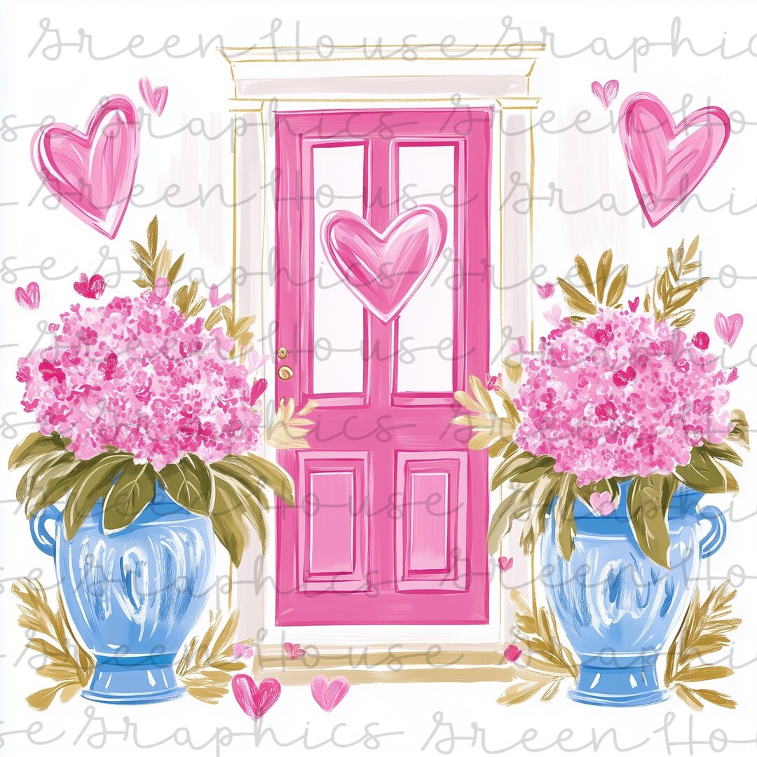 Pink Valentine Door Clipart Heart Valentine Digital Download ...