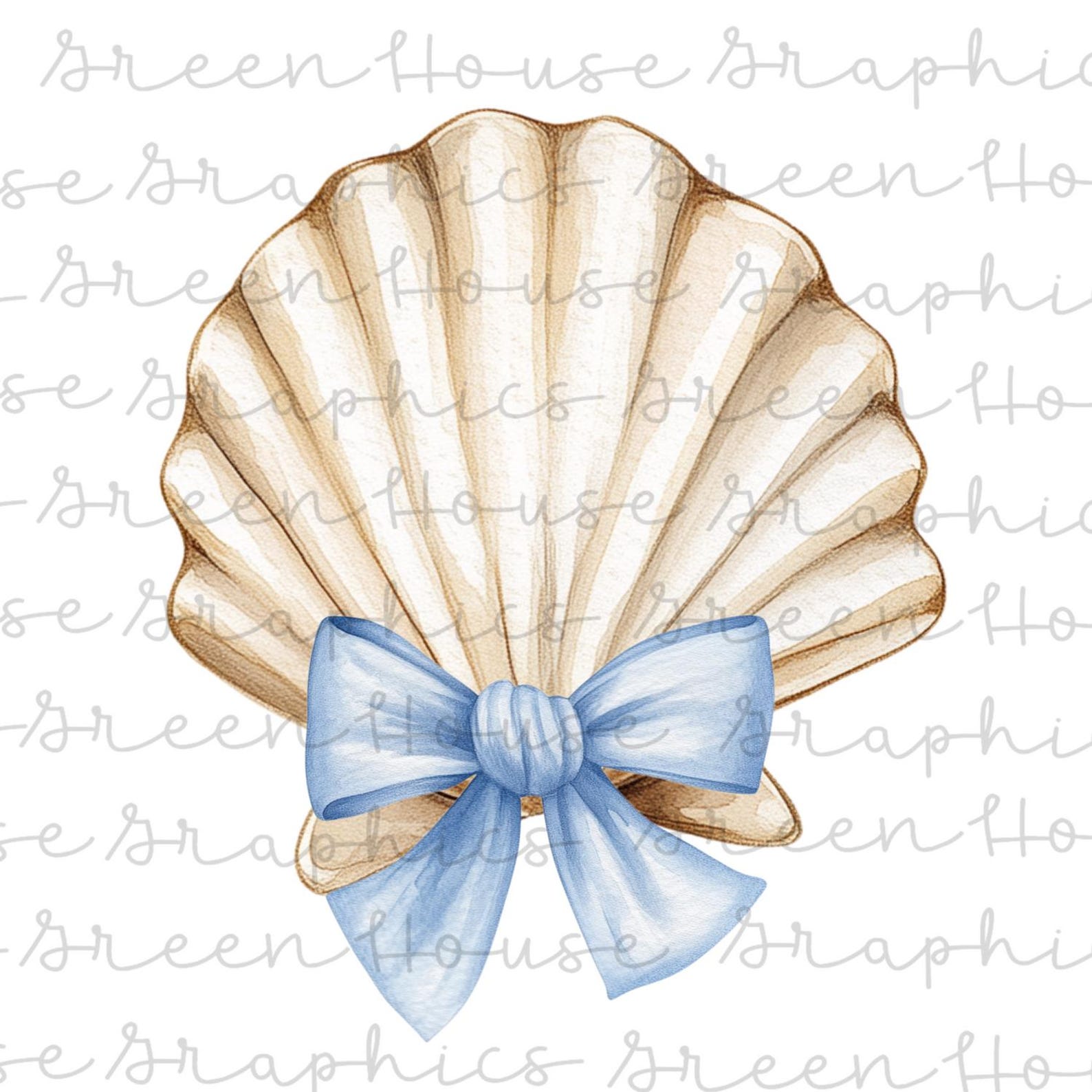 Preppy Blue Grandmillenial Nautical Coastal Seashell Pngs Instant ...