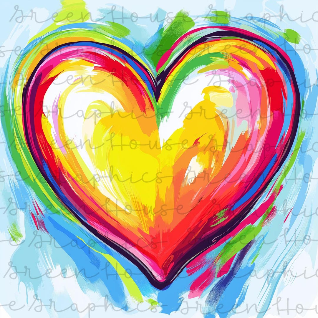 Bright Colorful Valentines Day Heart PNG Valentines Day Digital ...