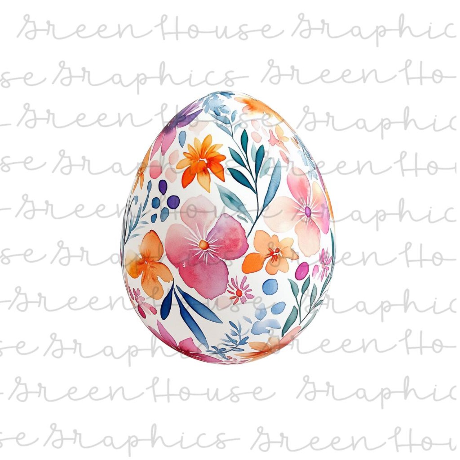 Hand Painted Watercolor Easter Egg PNG Brightly Colored Floral Easter ...