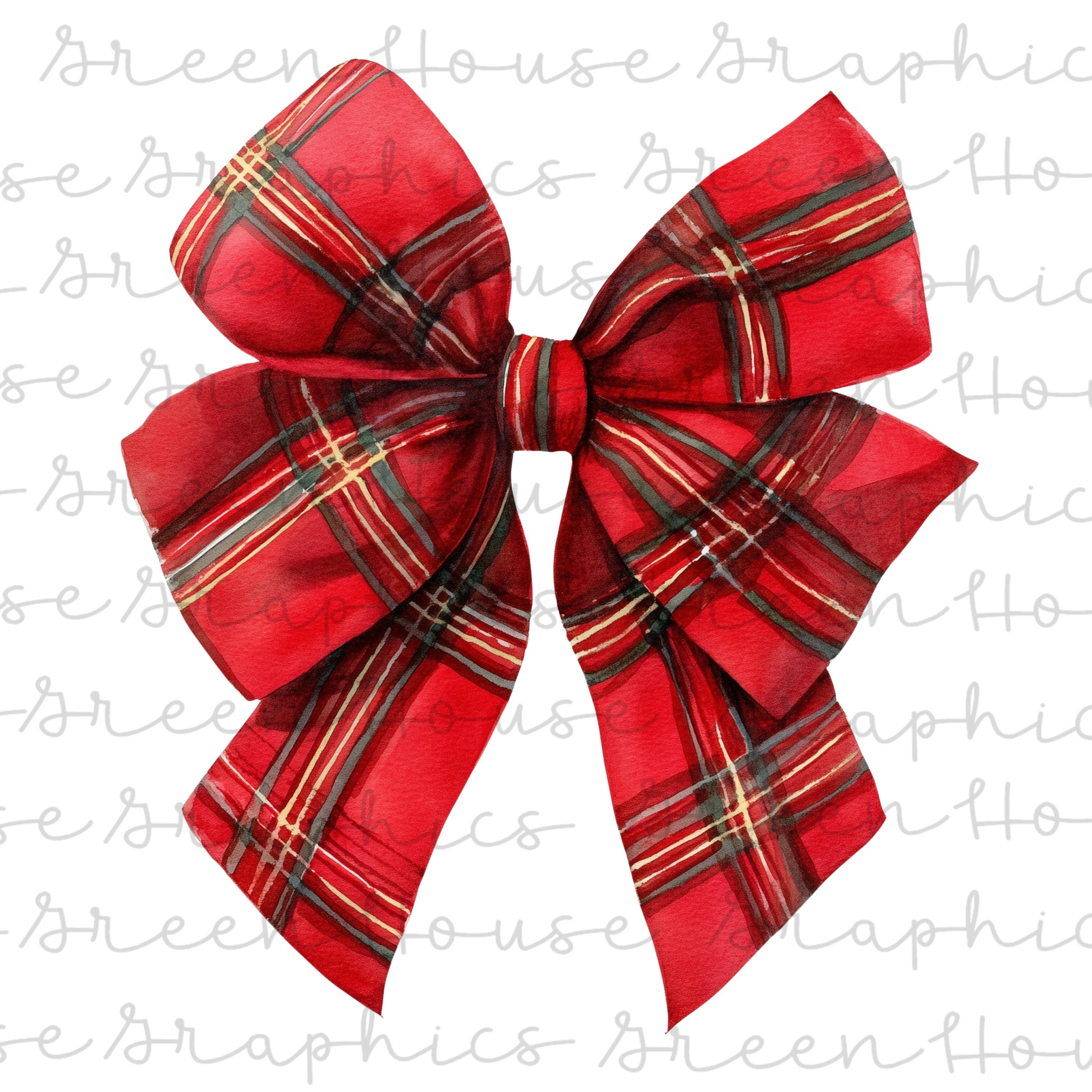 Red Tartan Plaid Bow Pngs, Christmas Home Decor (digital Download) - Etsy