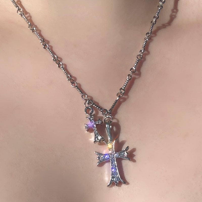Double Cross Necklace - Etsy