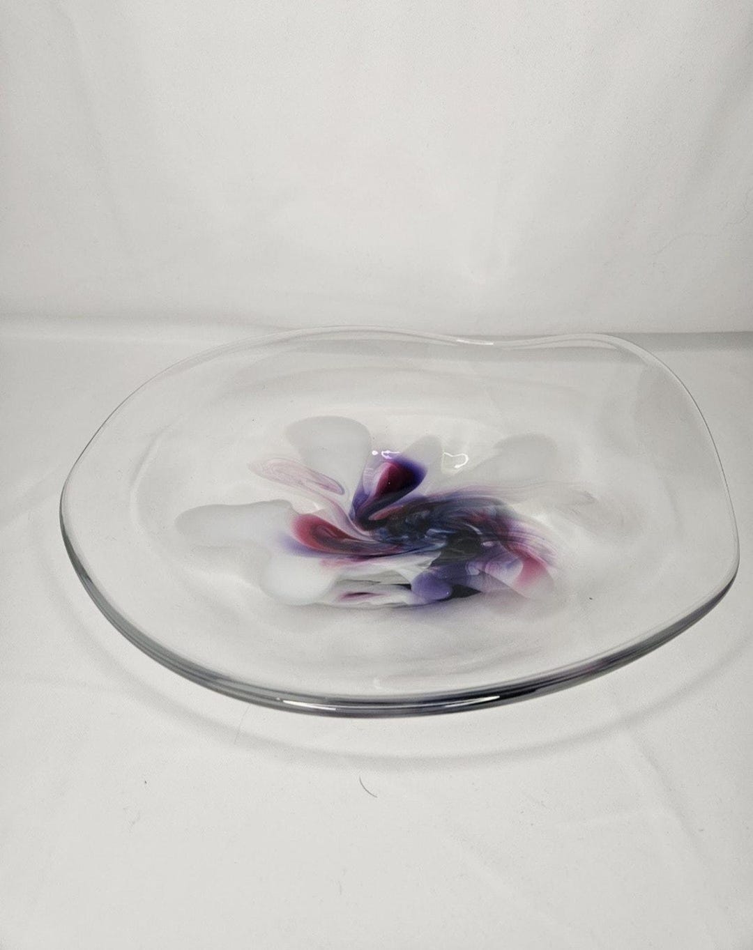 Vintage Signed Studio Art Glass Bowl Mid Century Modern Studio Clear ...