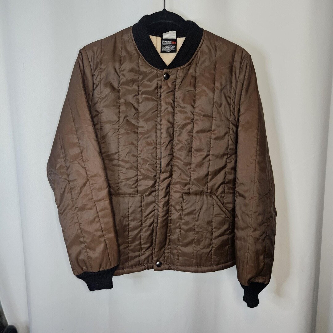 VINTAGE Sears Jacket Mens Small 34-36 Brown Full Zip Thinsulate Coat ...