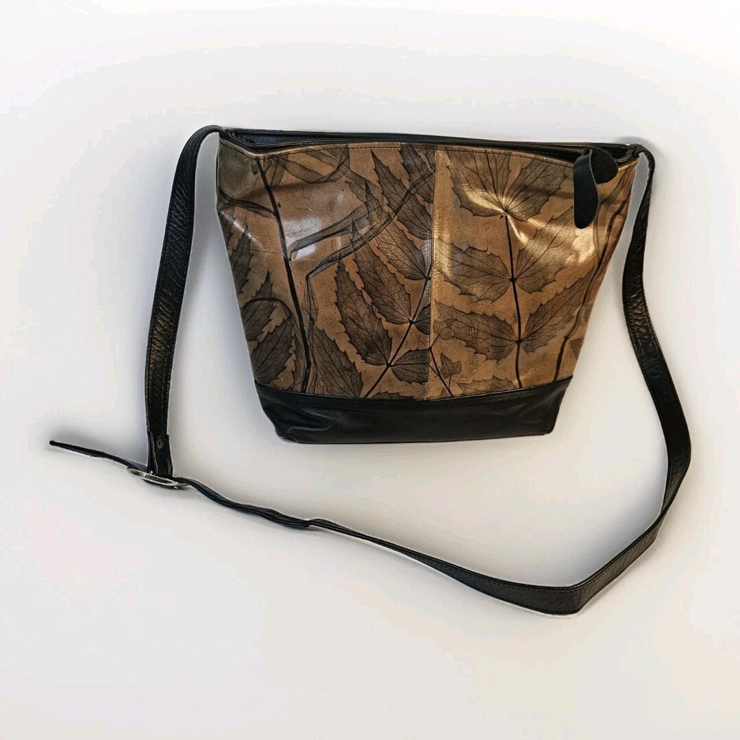 Vintage Leaf Leather C.L. Whiting Collection Brown Purse Handbag ...