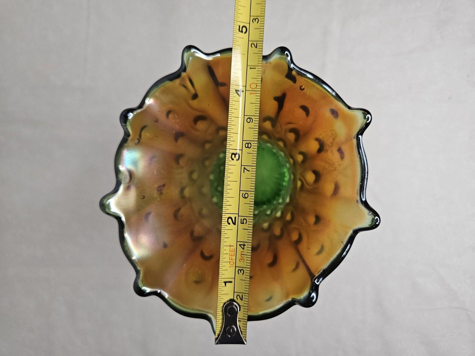 Vintage Northwood Green Carnival Stretch Squat Tree Trunk 7-1/2” Vase ...