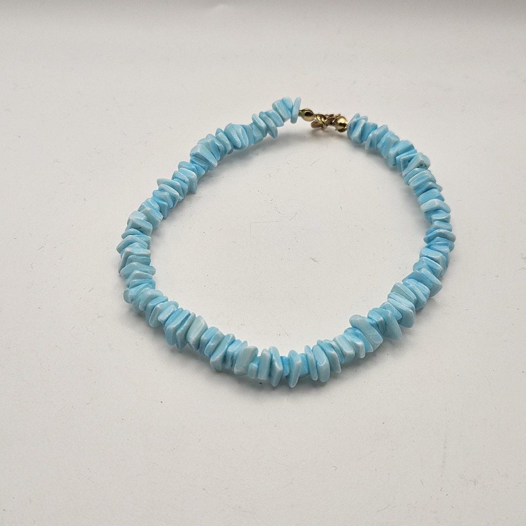 Light Blue Puka Chip Shell Beads Ankle Bracelet Vintage 90s Y2K Preppy ...
