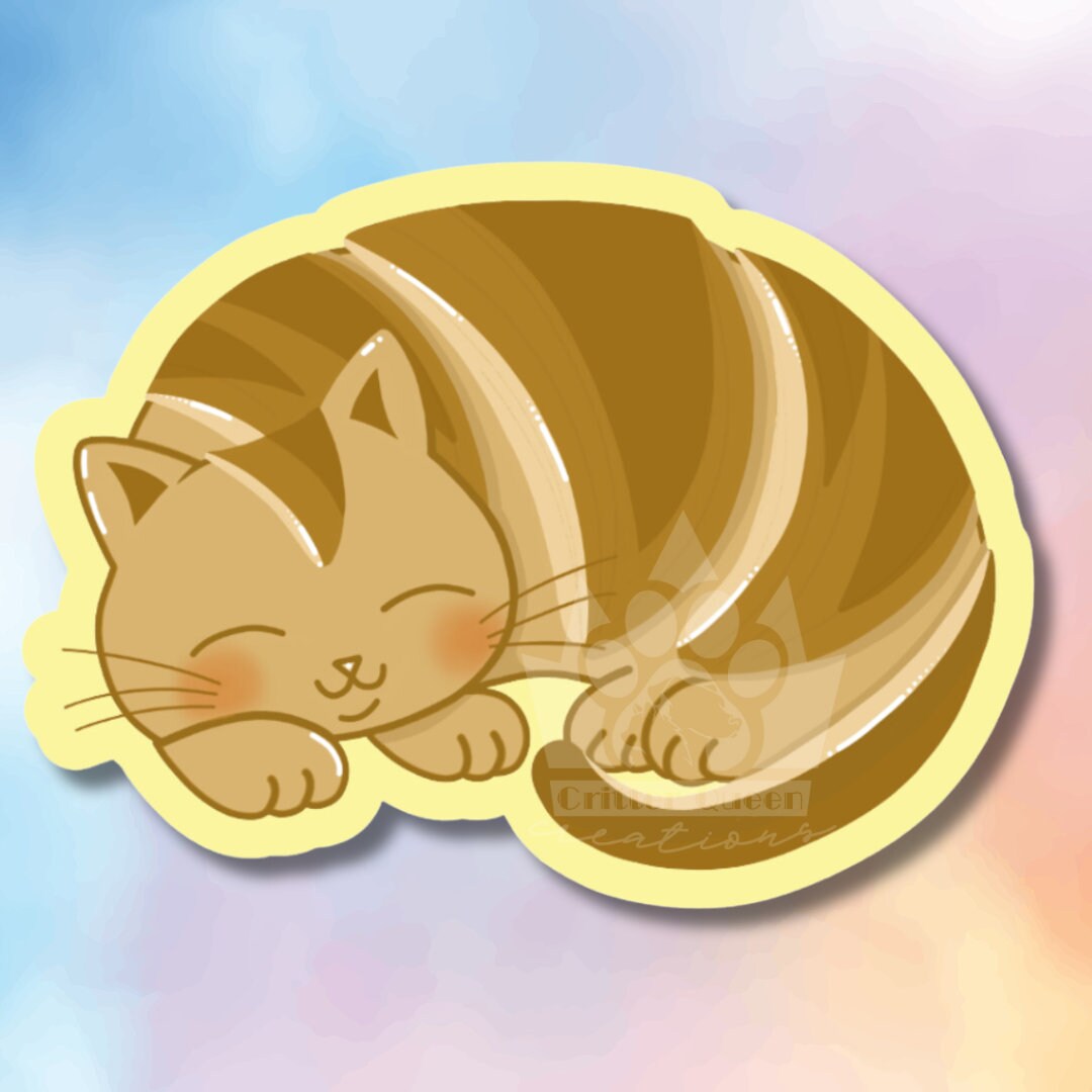 Croissant Cat Vinyl Waterproof Cute Sticker - Etsy