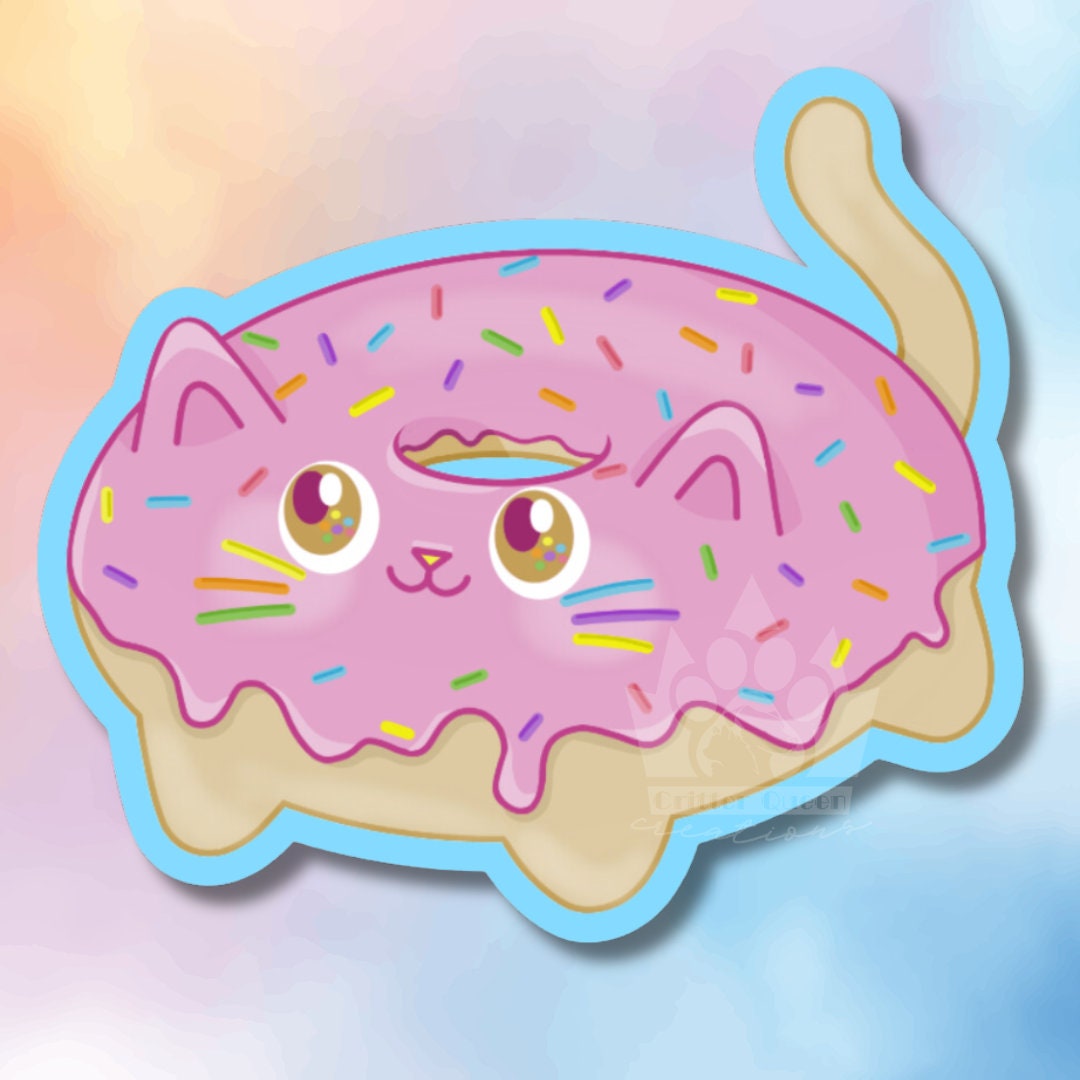 Donut Cat Sticker: Waterproof Vinyl Art Decal - Etsy
