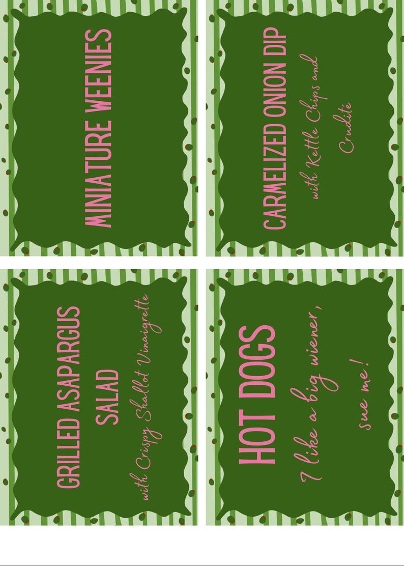 Tinis and Weenies Menu Template - Etsy