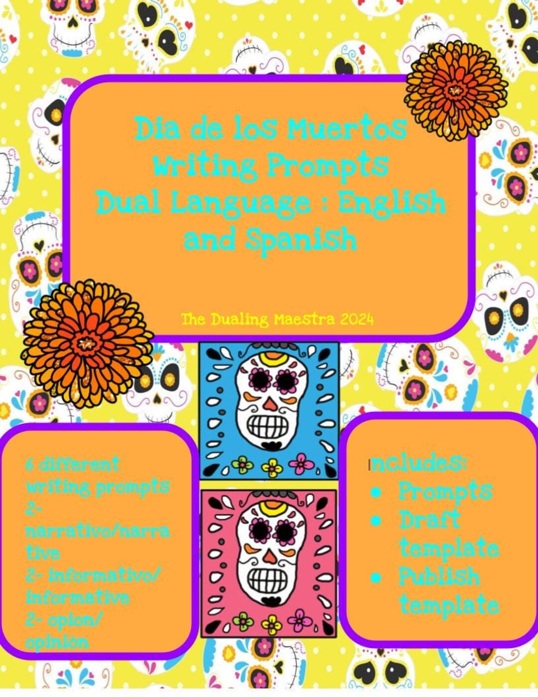 Dia De Los Muertos Writing Prompts in English and Spanish - Etsy