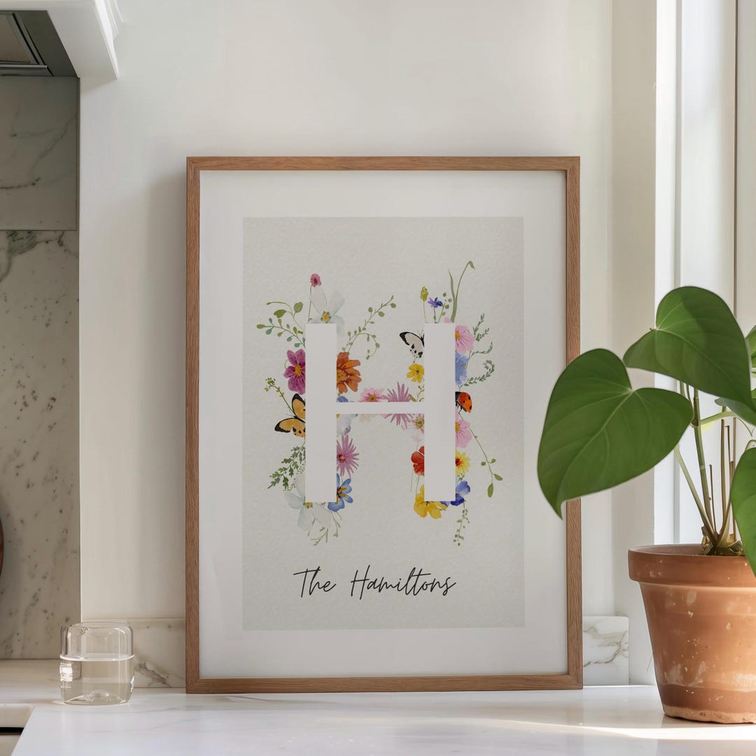 Personalized Family Letter & Name Wall Art, Custom Gift for Mom ...