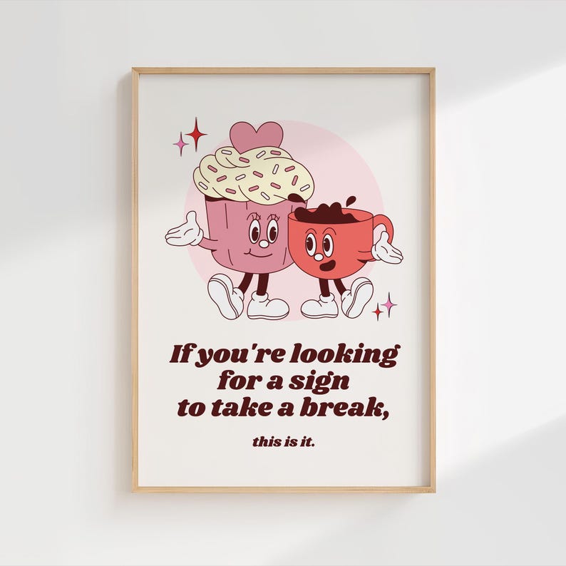 Take a Break Cubicle Decor, Cubicle Wall Art, Dopamine Decor, Retro ...