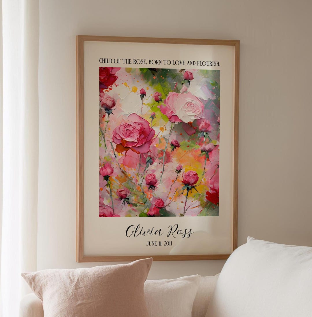 Rose June Birth Flower, June Birthflower Print, Birth Flowers June ...