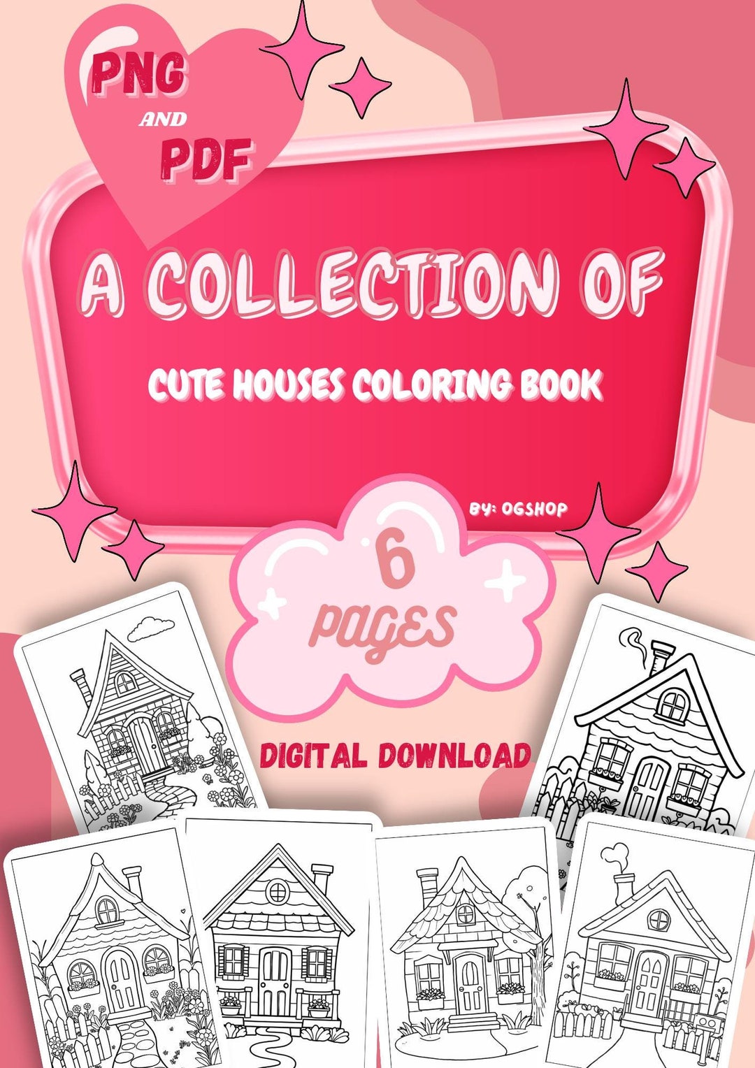 A Collection of Cute Houses Coloring Book: Kids Coloring Book, Adult ...