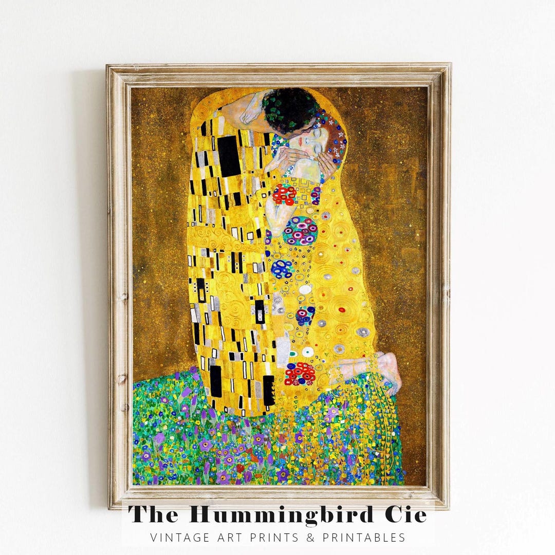 Gustav Klimt, the Kiss - Vintage Reproduction Art Print, Colorful ...