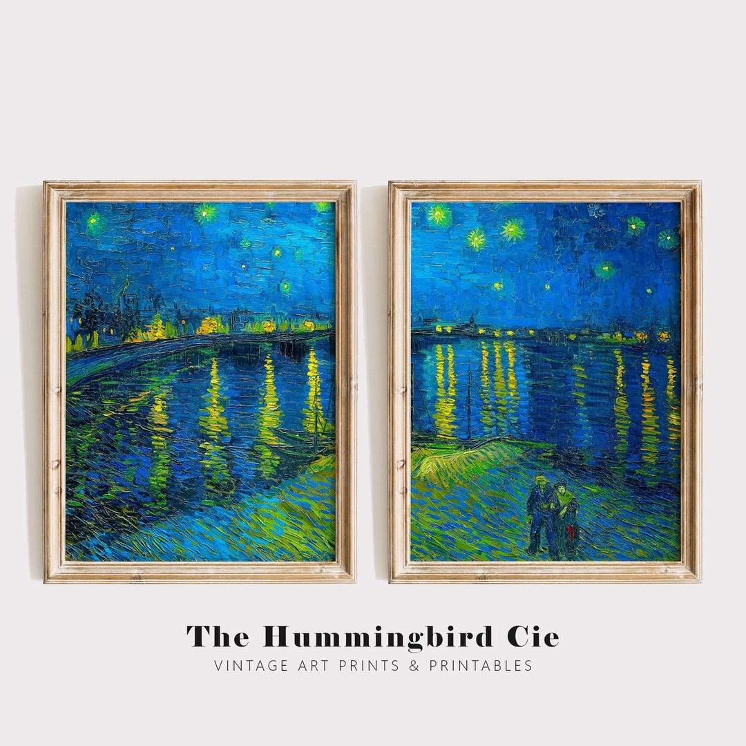 Vincent Van Gogh, Starry Night - Set of Two, Antique Reproduction Art ...