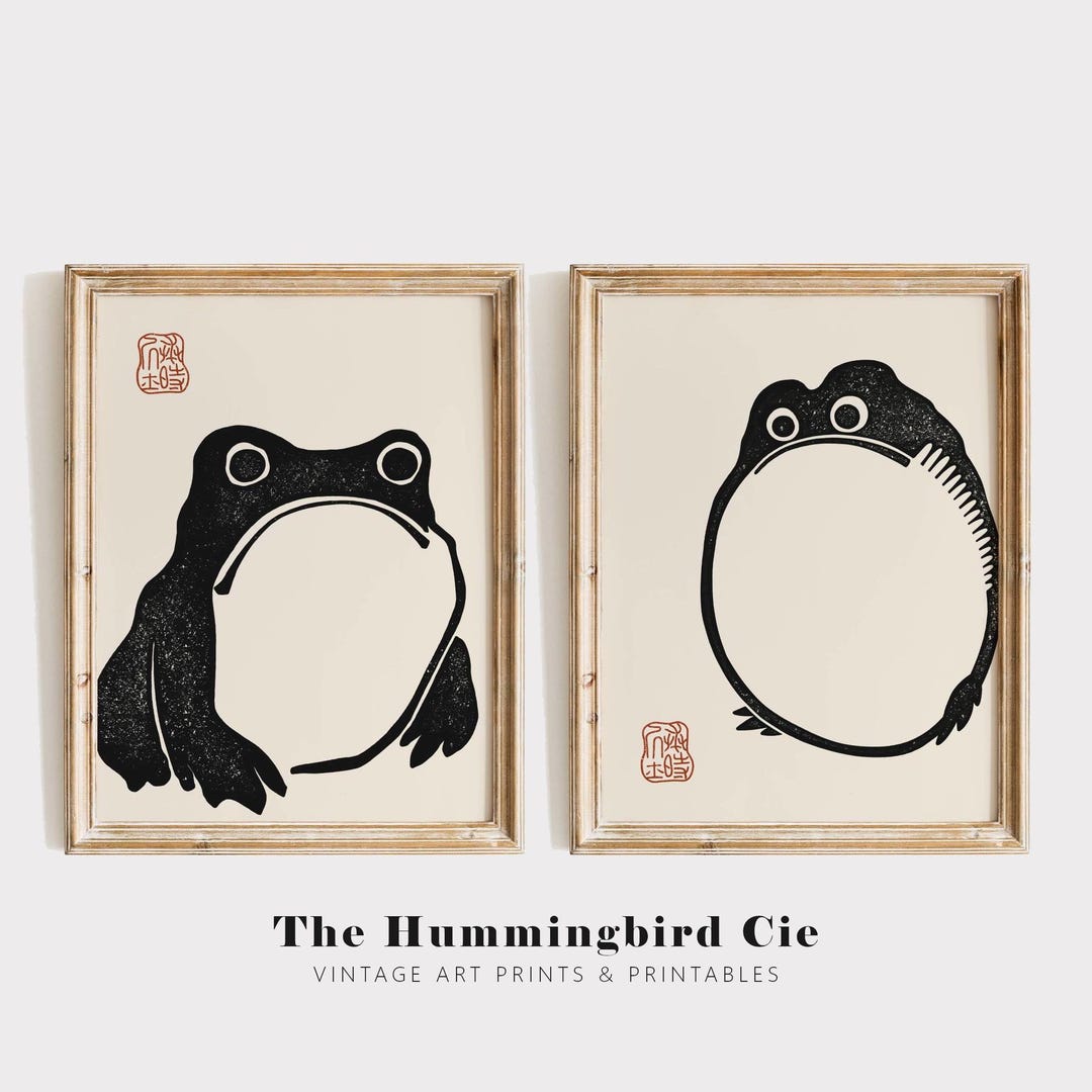 Matsumoto Hoji, Japanese Frogs - Set of Two, Vintage Reproduction Art ...