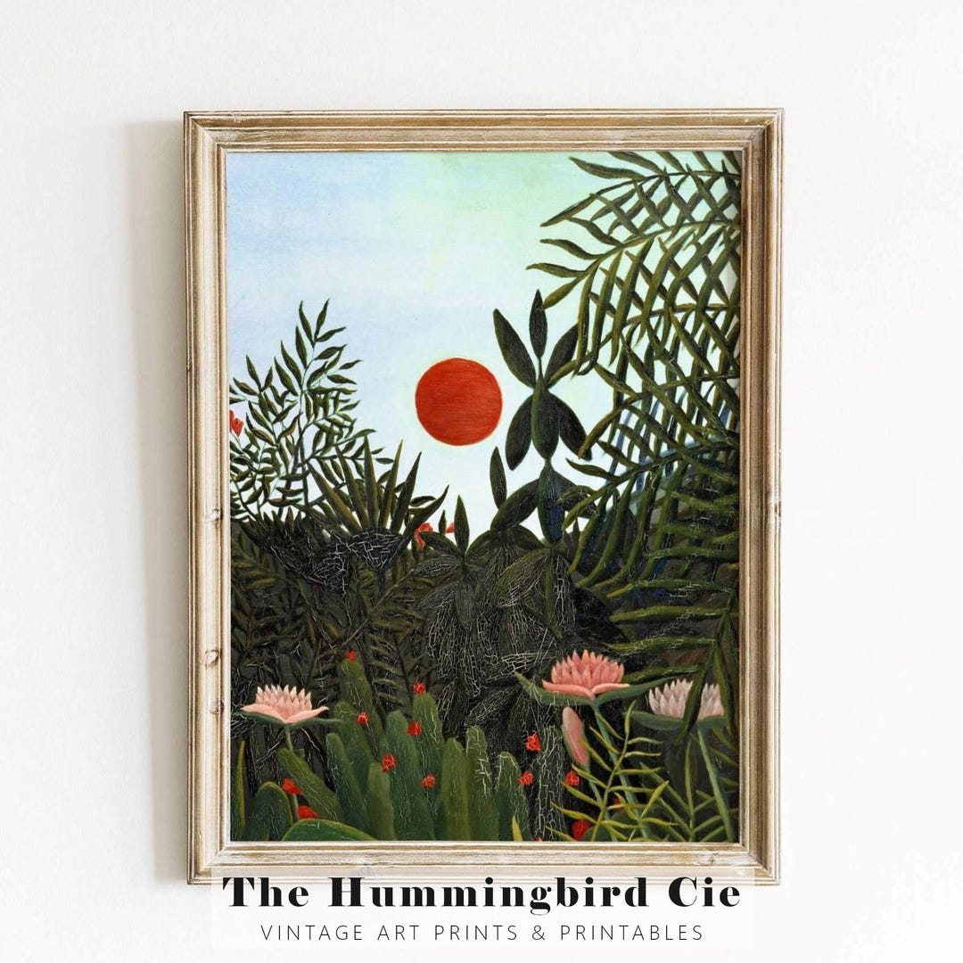 Henri Rousseau, Jungle With Setting Sun - Vintage Reproduction Art ...