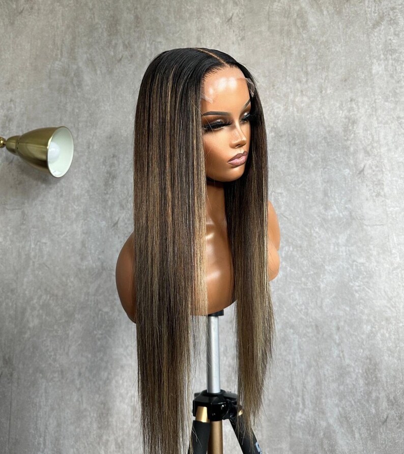 CIA Custom Highlighted Straight Moose Chocolate Brown Human Hair Lace ...