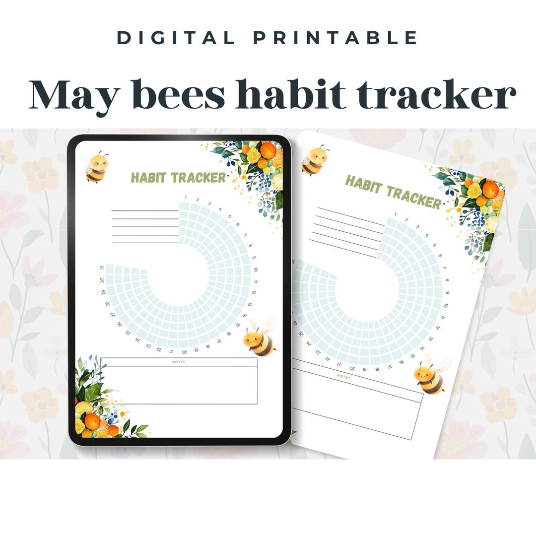 May Bees Habit Tracker Printable Download, Journal Page, Monthly Habit ...