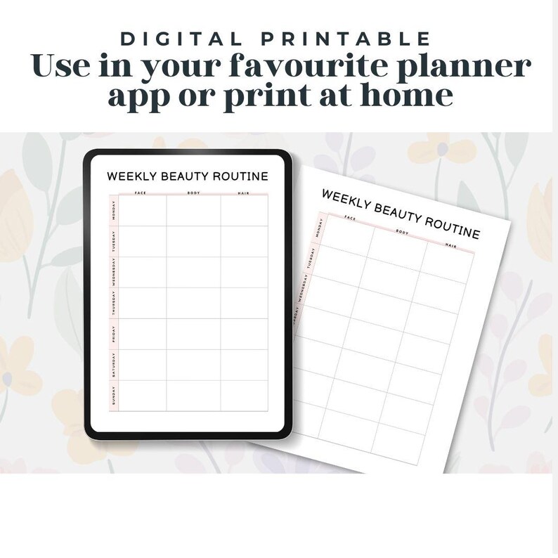 Weekly Beauty Routine Planner Printable, Undated Digital PDF for ...