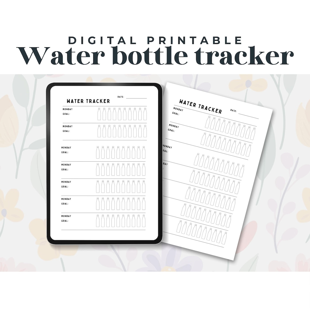 Weekly Water Habit Tracker Printable Portrait, Health Habit Tracker ...