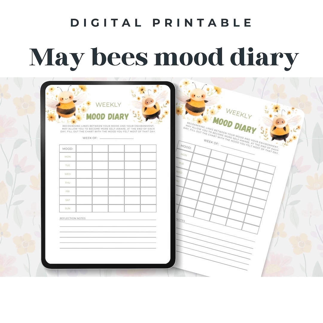 May Bees Week Mood Tracker Printable Download, Journal Page, Weekly ...
