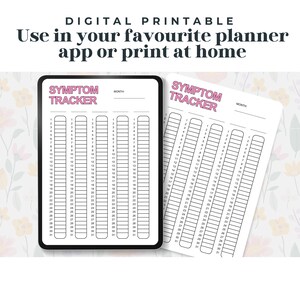 Symptom Tracker Printable Portrait, Symptom Frequency Tracker, Symptoms ...