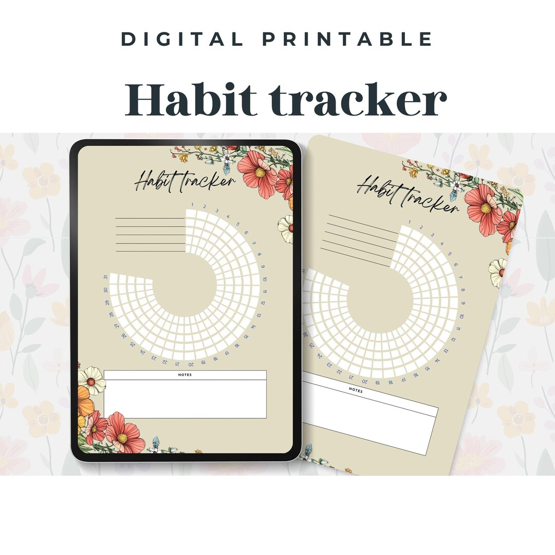 Vintage Floral Habit Tracker Printable Download, Journal Page, Monthly ...