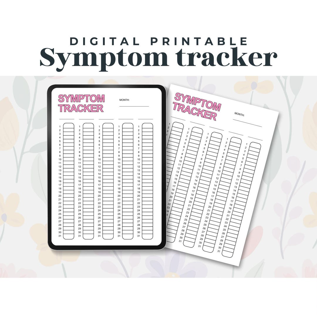 Symptom Tracker Printable Portrait, Symptom Frequency Tracker, Symptoms ...