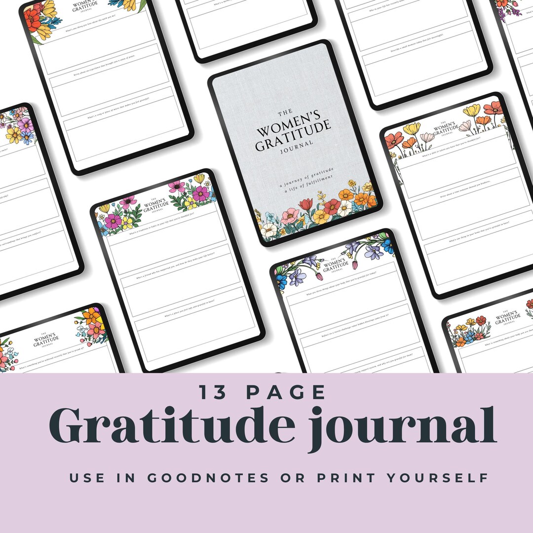 Digital Gratitude Journal Goodnotes Printable, Mindfulness, Wellness ...