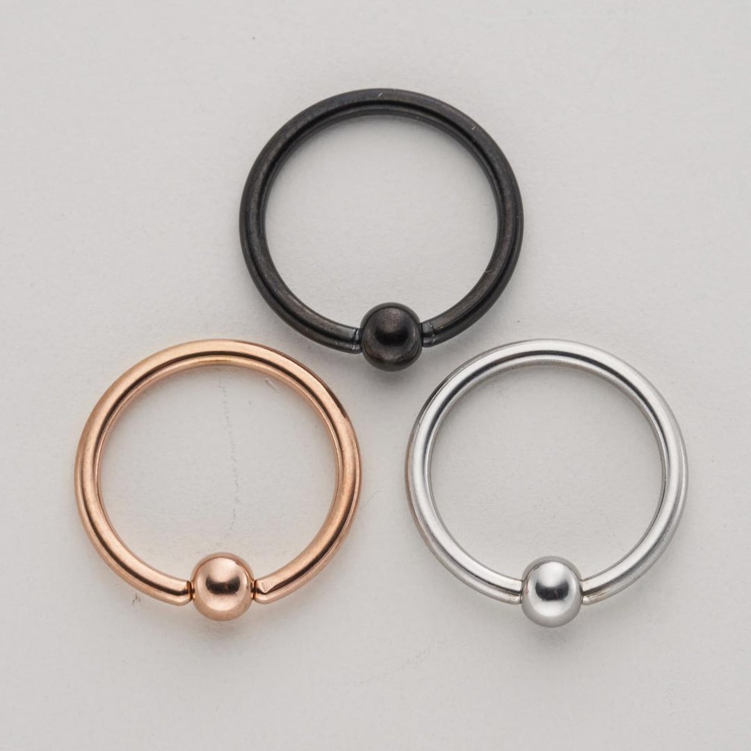 Captive Bead Septum Hooped Ring 16g 1.2mm Stainless Steel Grade for ...