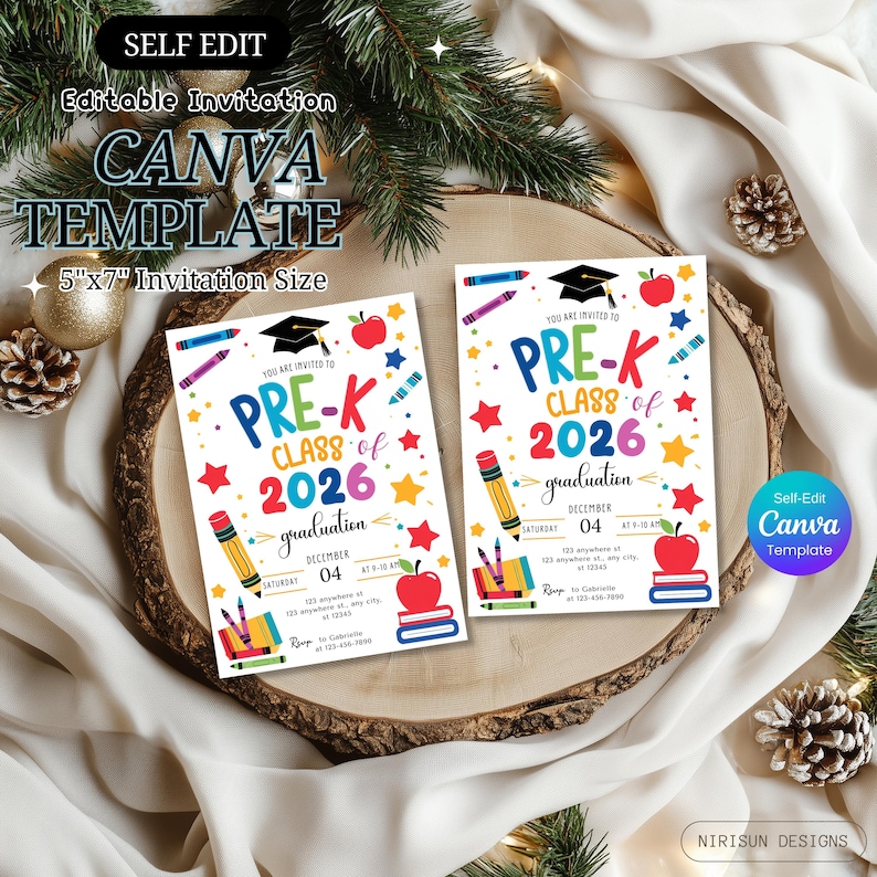 Pre-k Graduation Invitation, Prek Announcement Invite, Preschool ...
