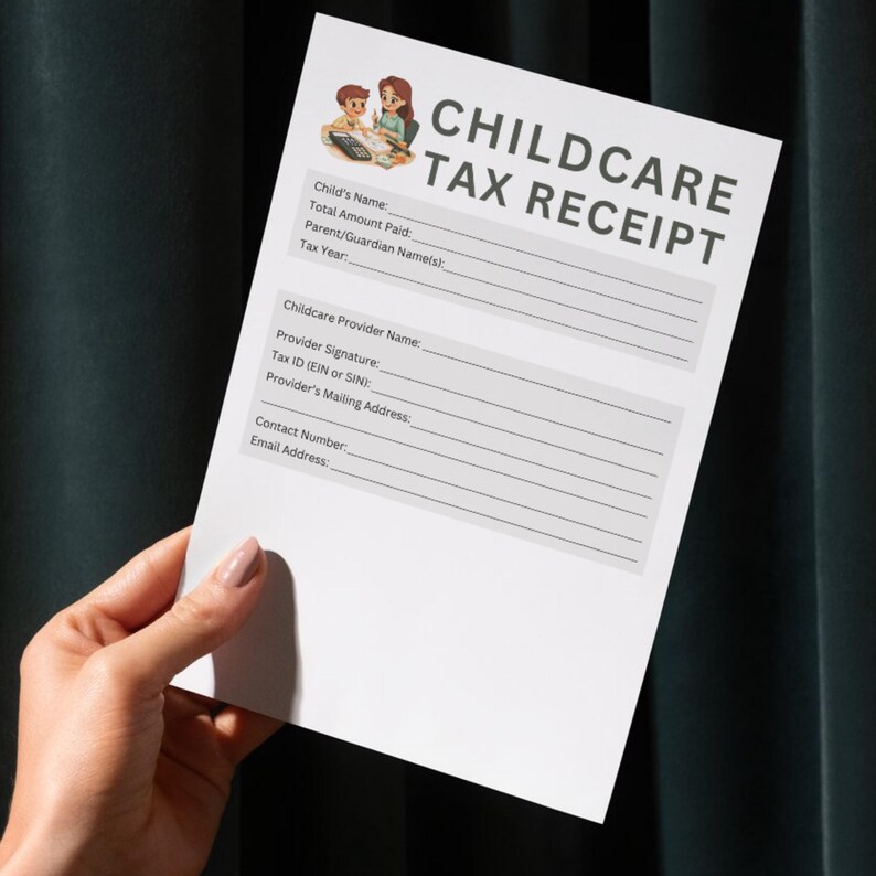 Printable Childcare Tax Receipt, Editable Childcare Daycare Forms PDF ...