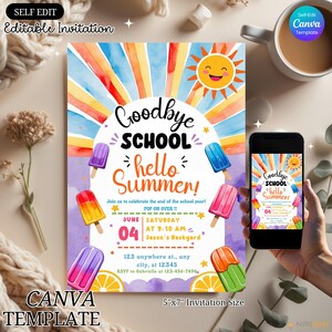 Popsicle End of School Party Invitation Template Editable Canva ...