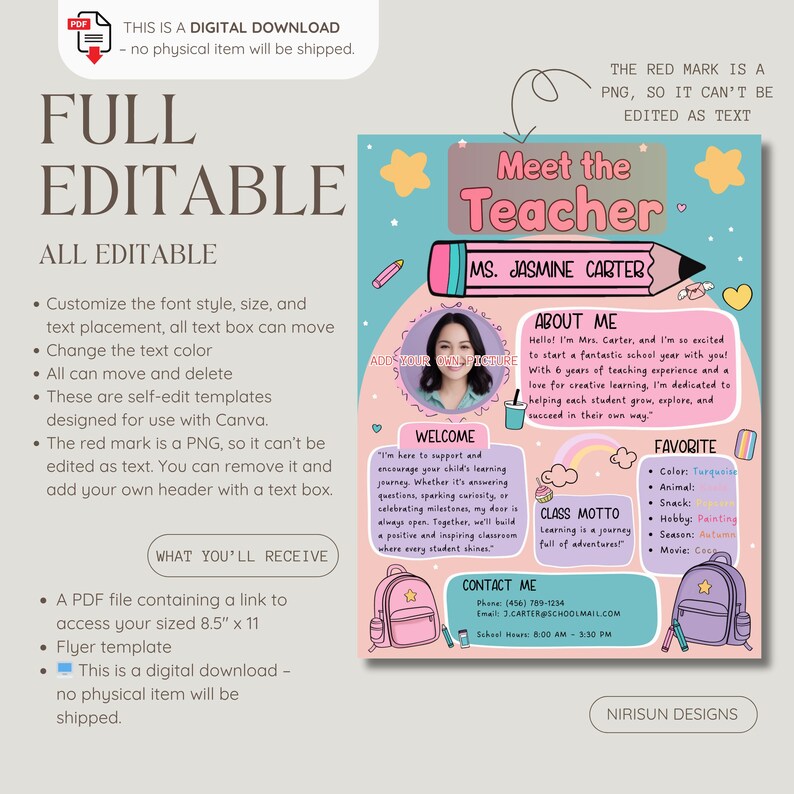 Meet the Teacher Template, Editable Back to School Newsletter, Teacher ...