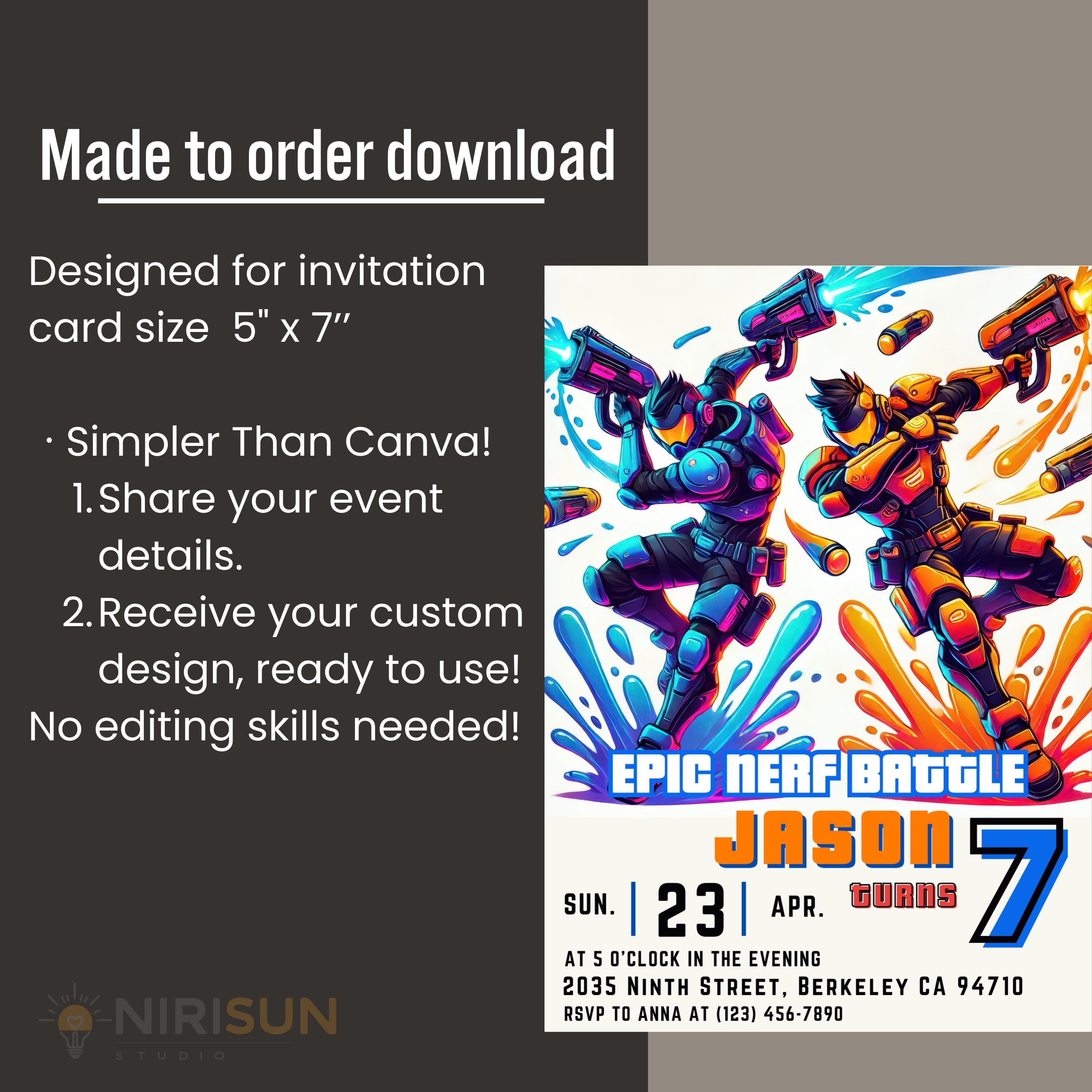 Custom Nerf Birthday Invitation Design, Made-to-order Digital Download ...