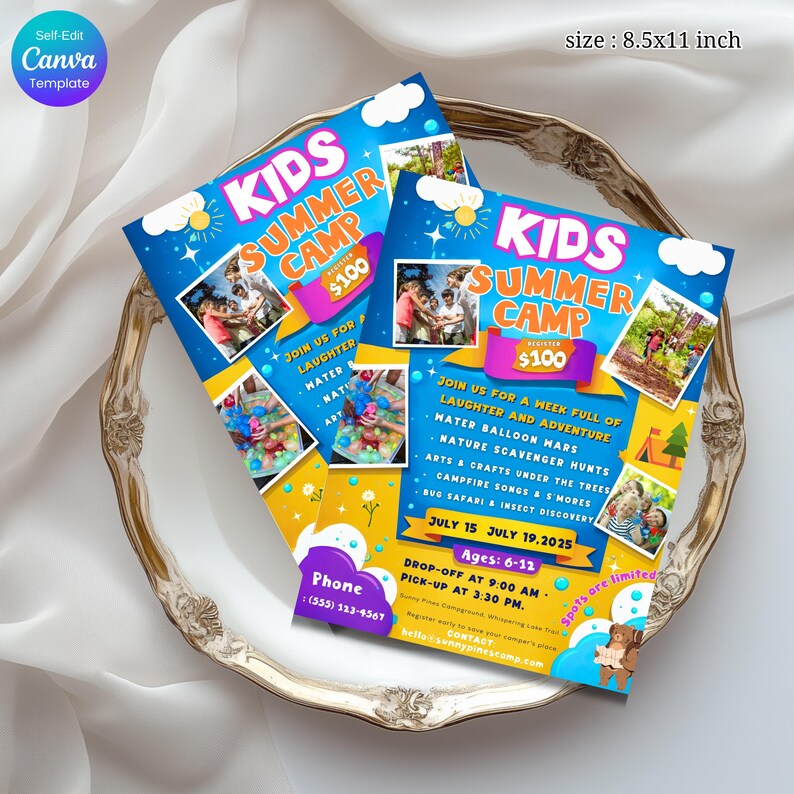 Editable Kids Summer Camp Flyer Template, Kids Summer Activities Club ...