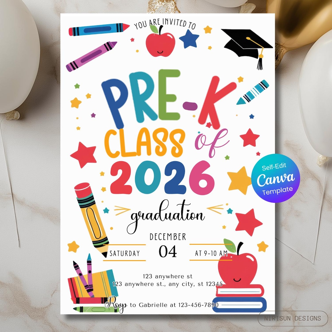 Pre-k Graduation Invitation, Prek Announcement Invite, Preschool ...