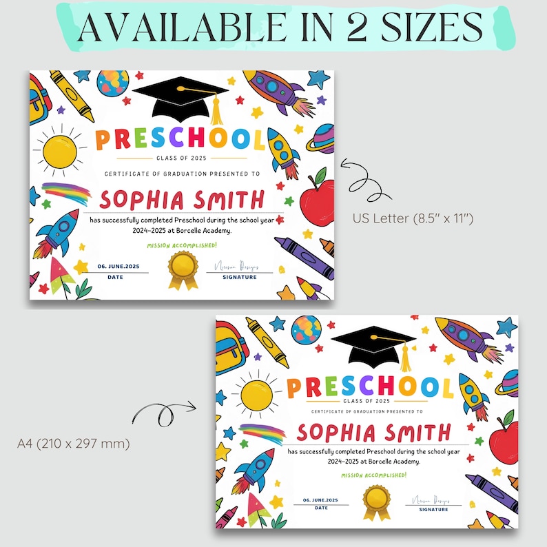 Editable Preschool Graduation Certificate, Last Day of Preschool ...