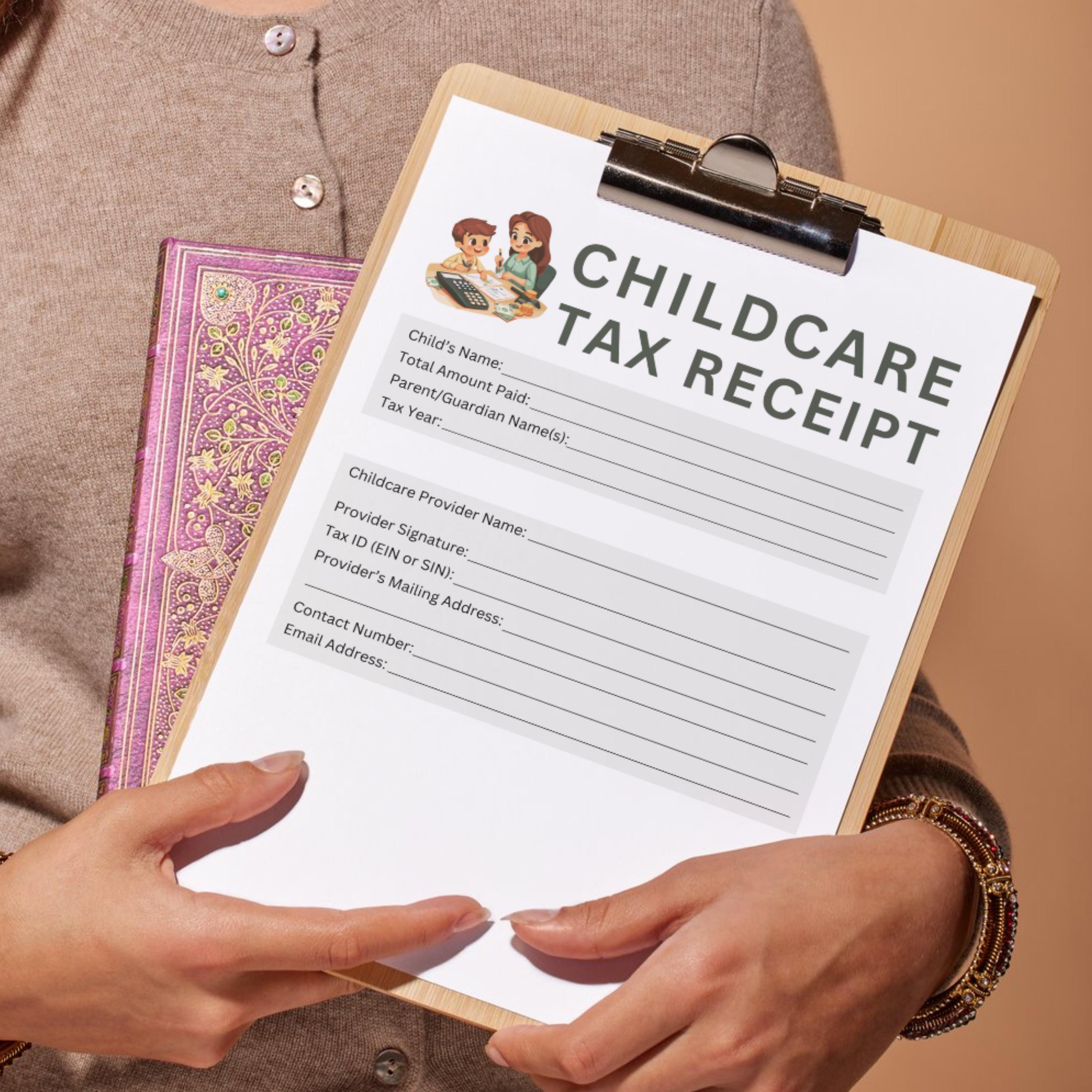 Printable Childcare Tax Receipt, Editable Childcare Daycare Forms PDF ...